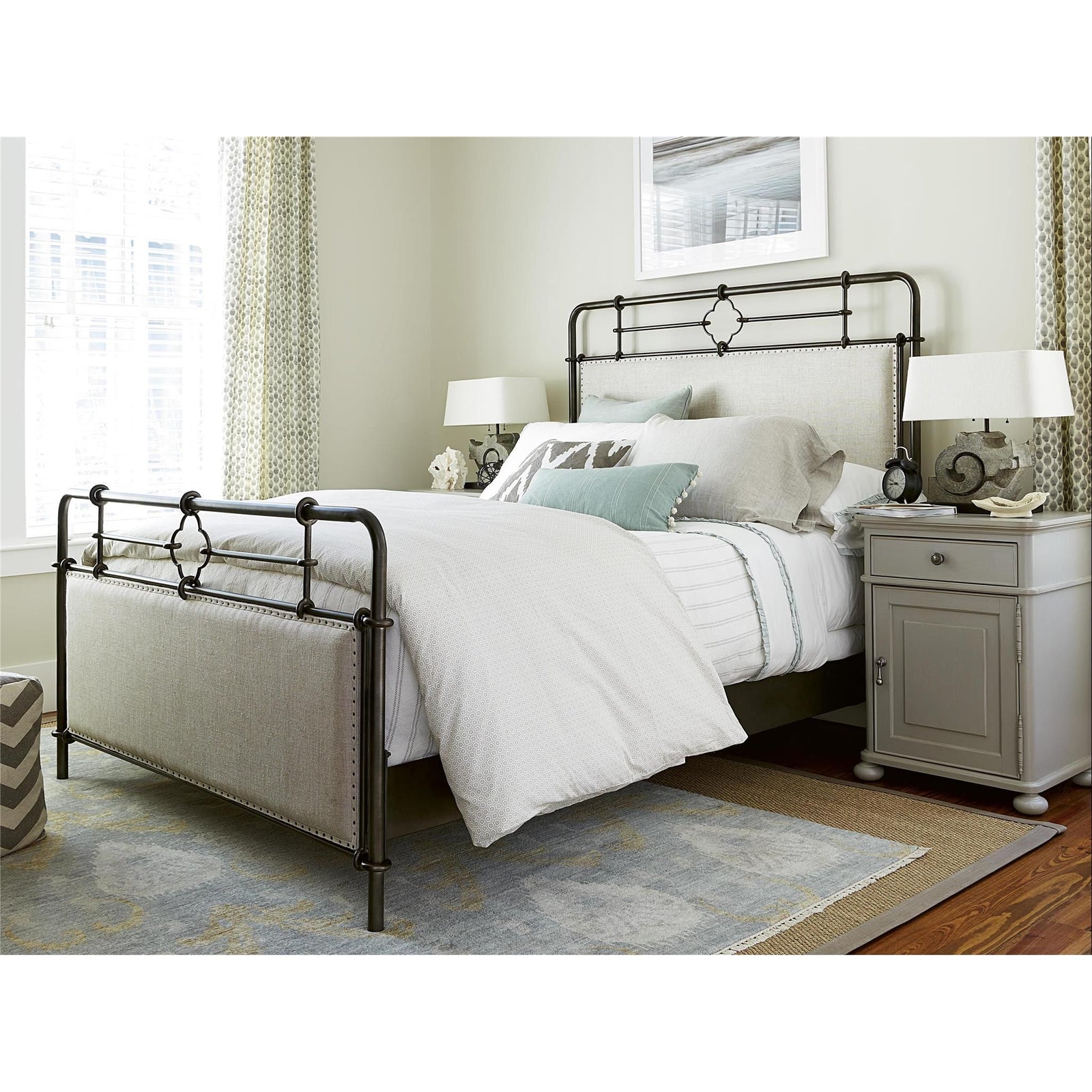 Upholstered metal bed frame store
